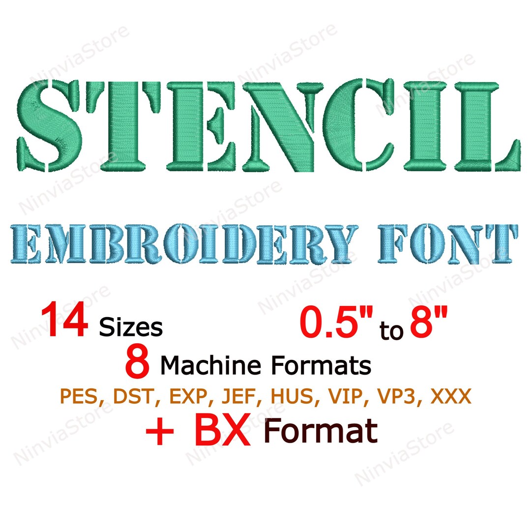 Stencil Embroidery Font Monogram BX Font Machine Embroidery - Etsy