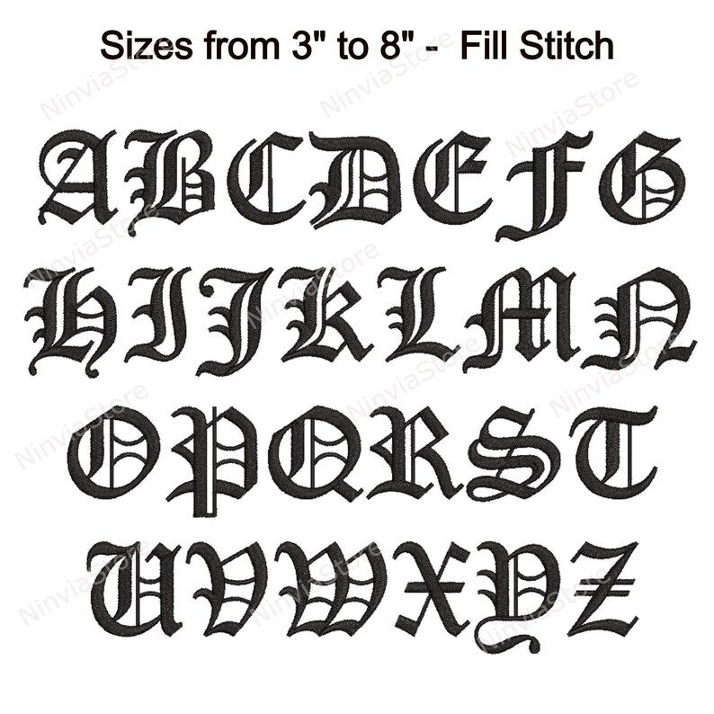 Old English Embroidery Font Old England Machine Embroidery - Etsy