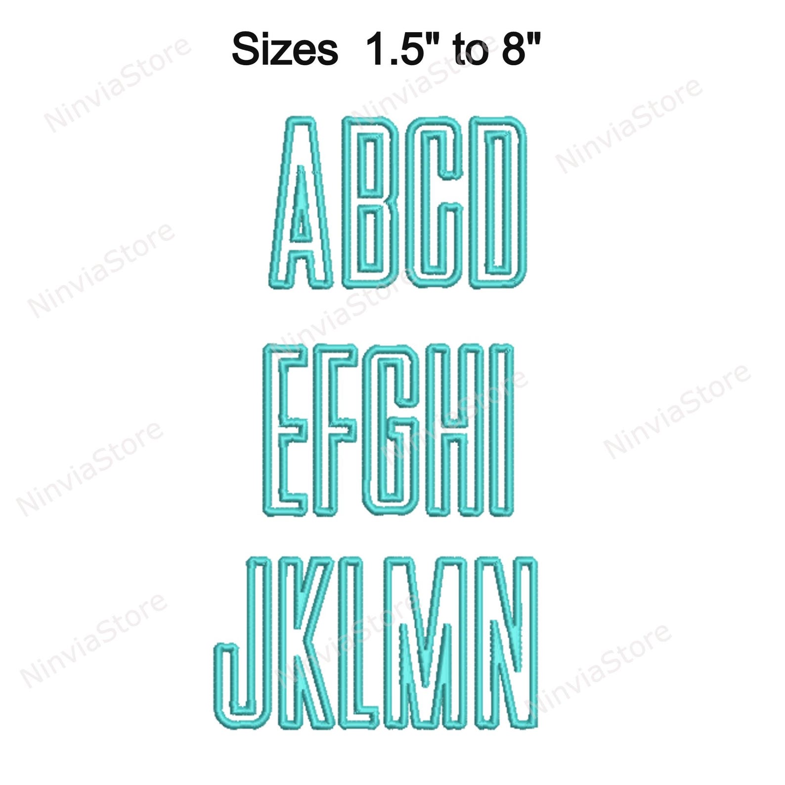 Mega Slim Block Applique Embroidery Font, Machine Embroidery Design ...
