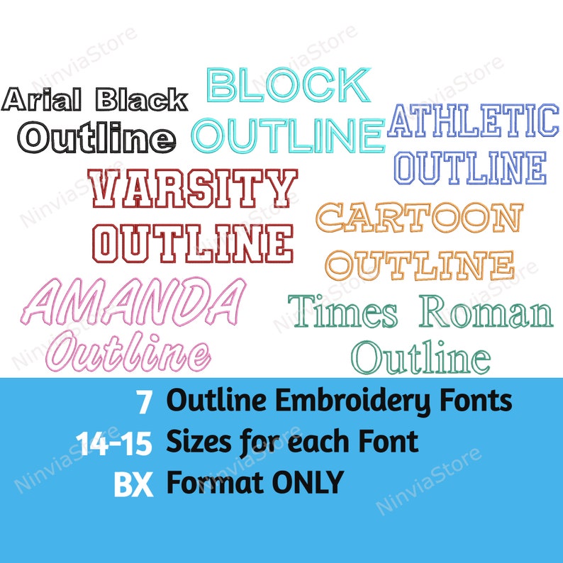 7 BX Outline Embroidery Fonts Bundle Machine Embroidery Font - Etsy