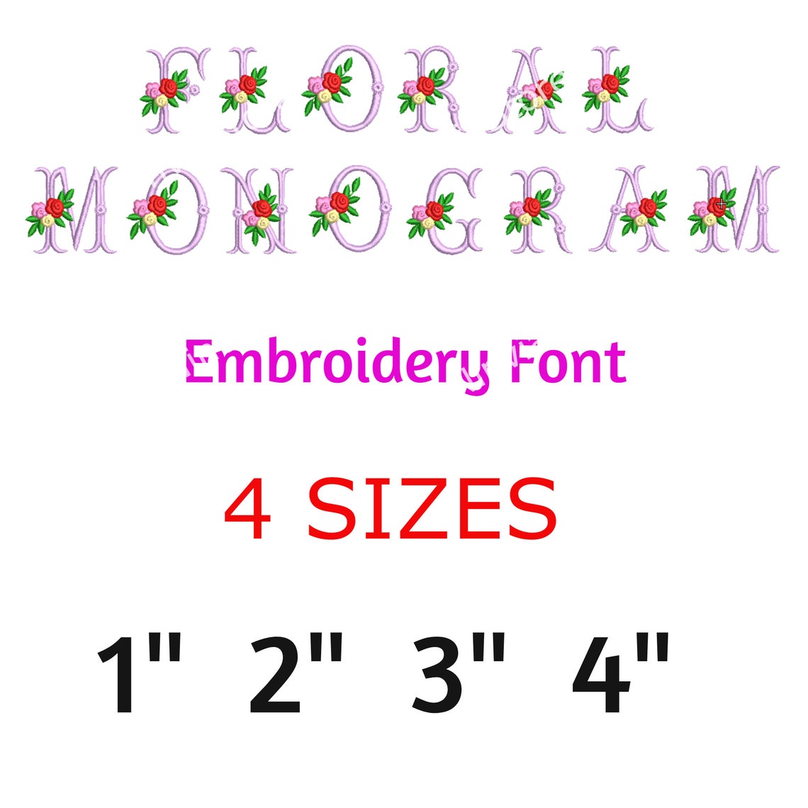 Floral Monogram Machine Embroidery Fonts Bundle Floral Machine | Etsy