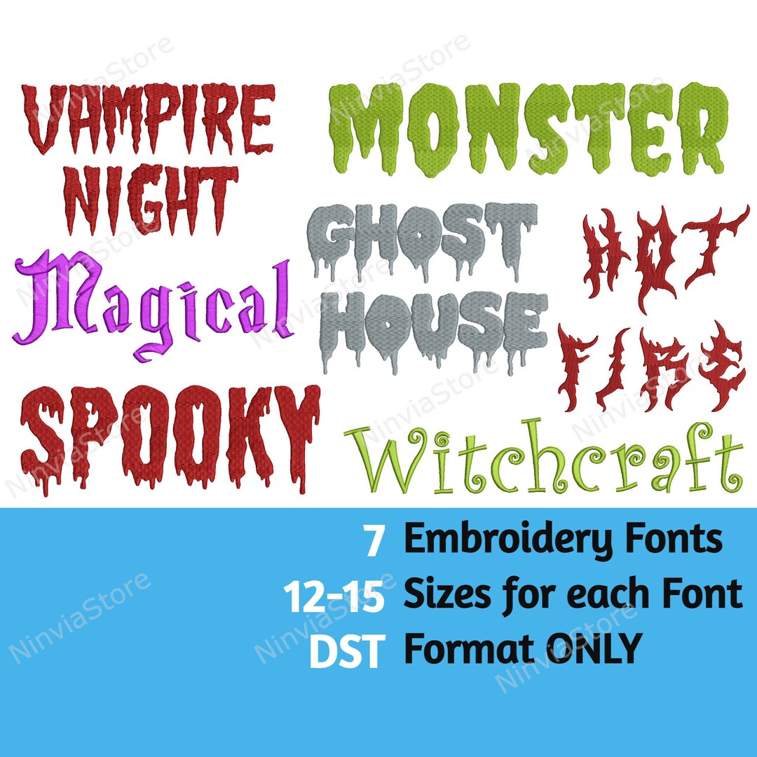 Halloween DST Embroidery Font Bundle, Kids Font Dst, Machine Embroidery ...