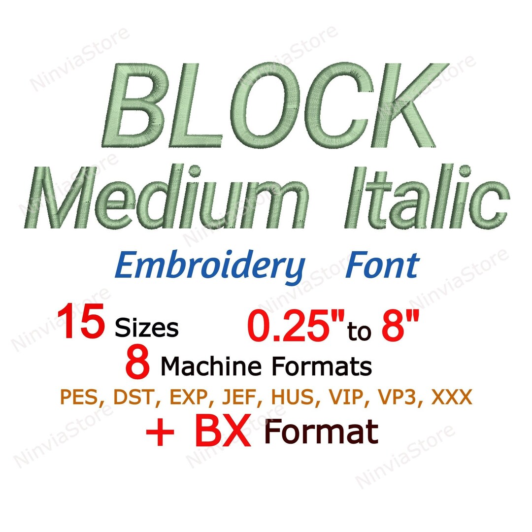 Block Medium Italic Embroidery Font, Block BX Font, Monogram Alphabet ...