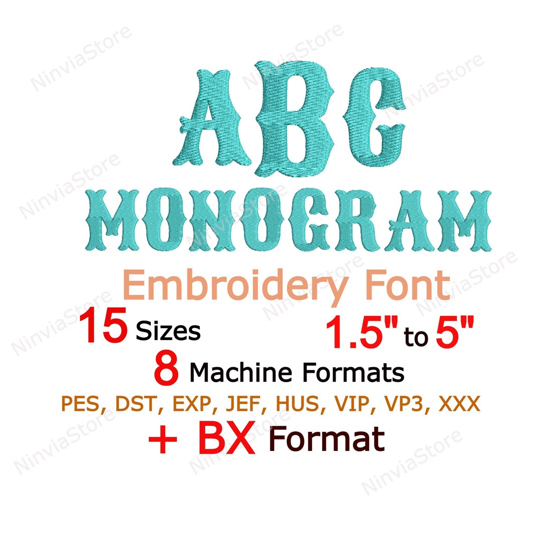 Fishtail Monogram Machine Embroidery Font, BX Font for Embroidery, PES ...