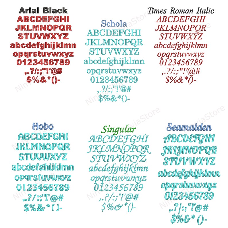 50 BX Embroidery Fonts 0.25" and 0.5" Size, Machine Embroidery Font BX ...
