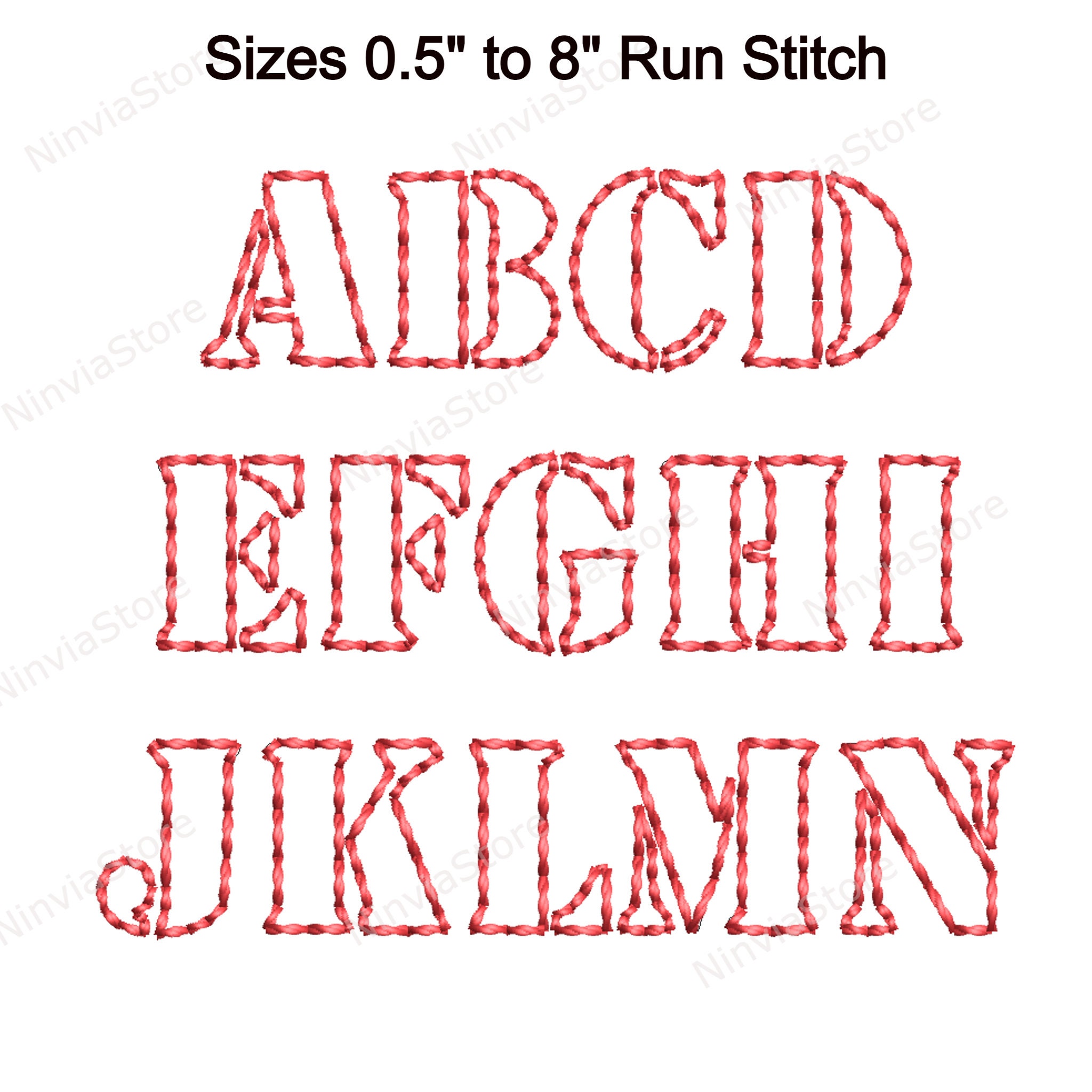 Stencil Run Outline Embroidery Font, Run Stitch Pe Font for Embroidery ...