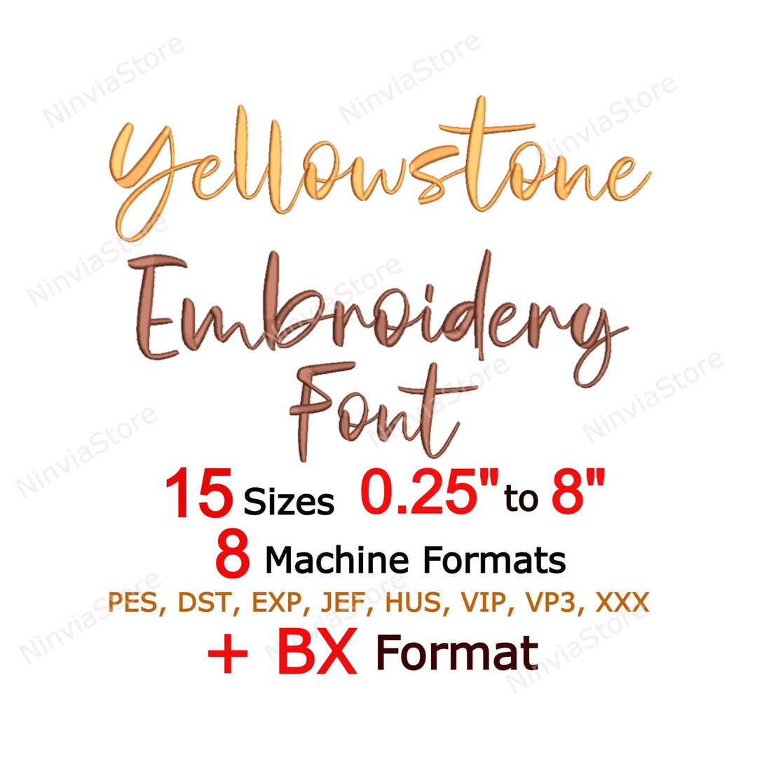 Yellowstone Embroidery Font, Script BX Letters, PES Calligraphy ...