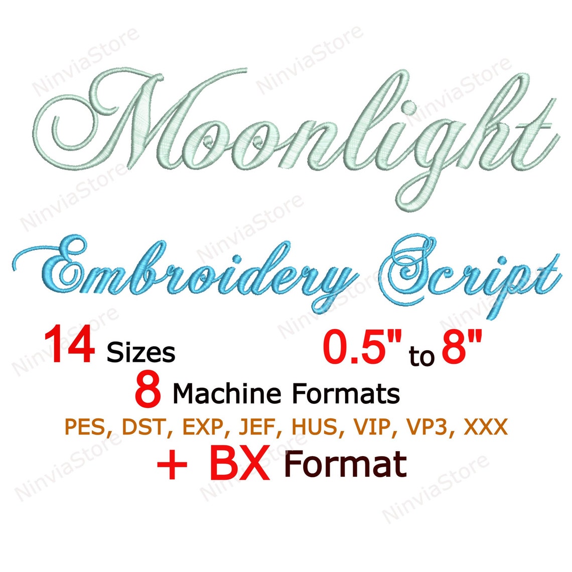 Moonlight Script Embroidery Font BX Font for Embroidery PES - Etsy