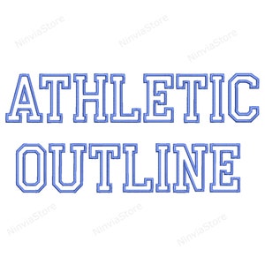 Athletic Outline Embroidery Font BX Font, Alphabet Machine Embroidery ...