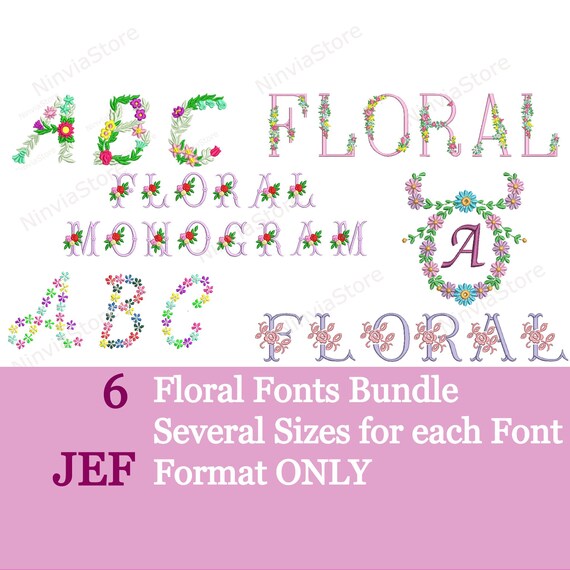 Sewing & Fiber Craft Supplies & Tools JEF Floral Embroidery Font Bundle ...