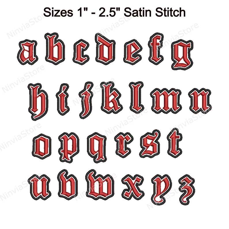 2 Color Old English Embroidery Font Alphabet PES Font for - Etsy