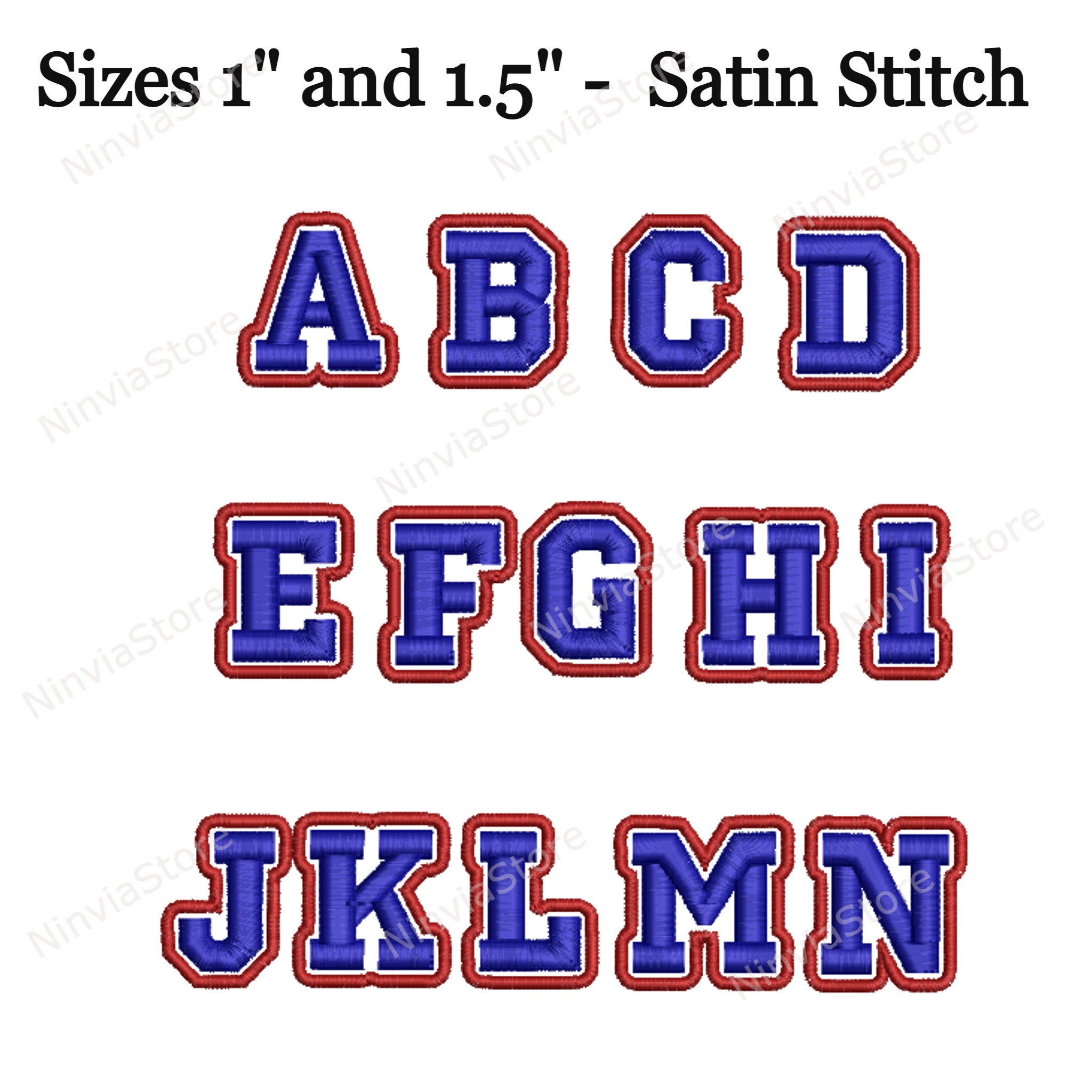 2 Color College Embroidery Font, BX Font, Alphabet Machine Embroidery ...