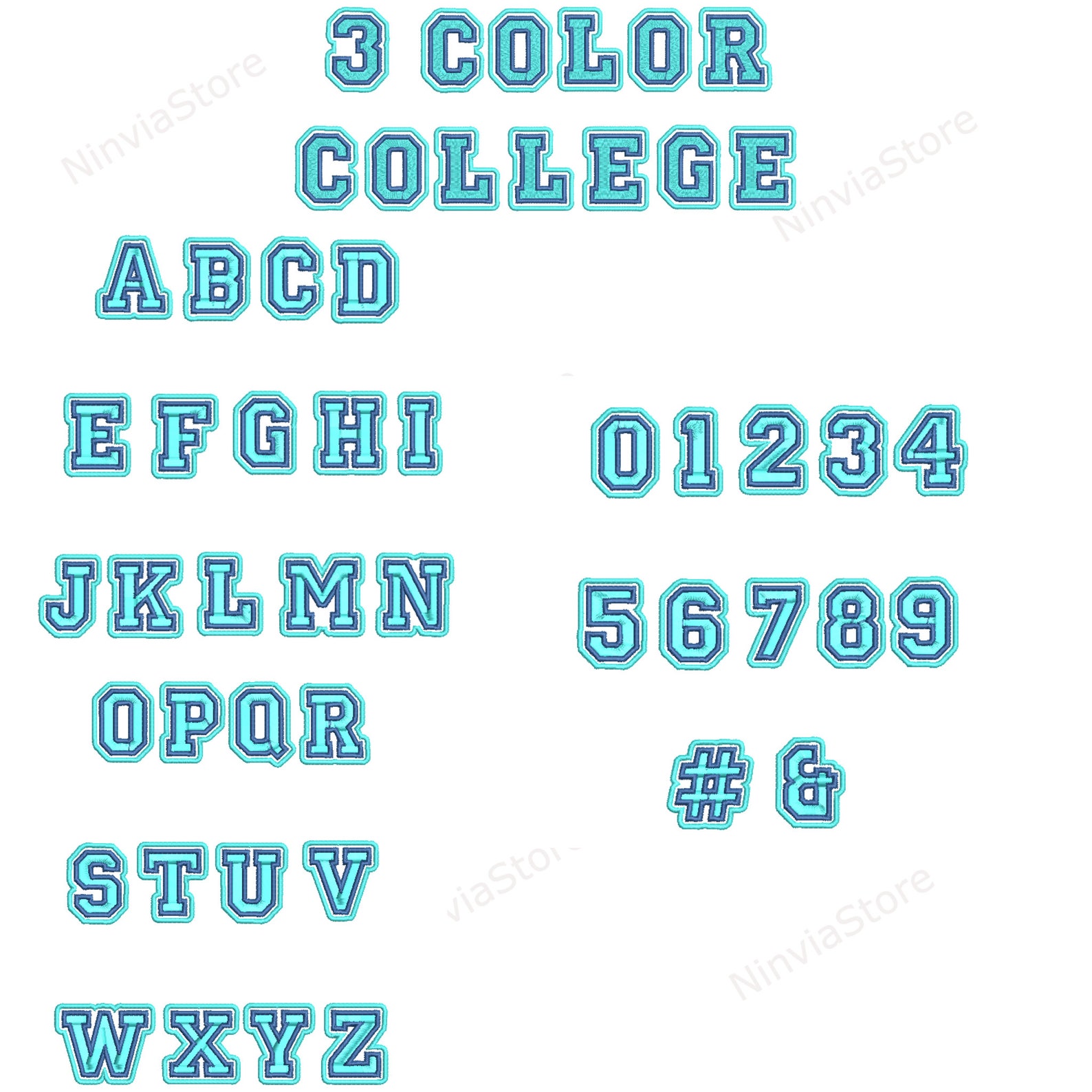 7 BX Two-color Embroidery Fonts Bundle, Machine Embroidery Font BX ...