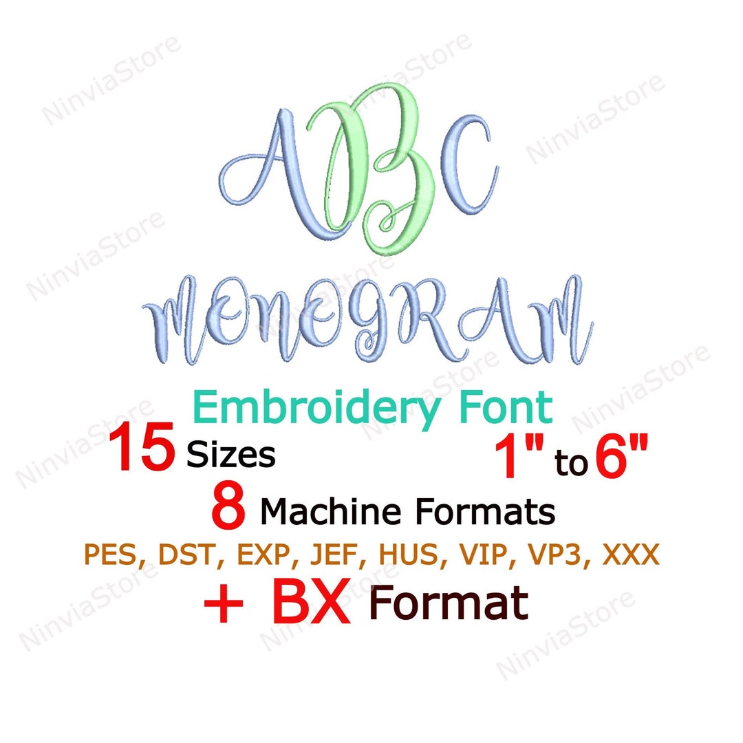 Script Monogram Embroidery Font, BX Font, Cursive Monogram Alphabet ...