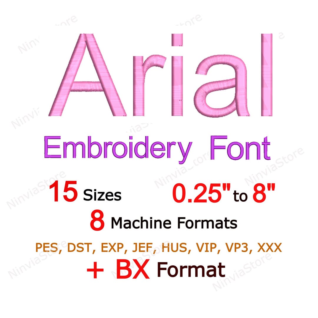 Arial Embroidery Font - Small Block Letters BX PES + 7 Formats ...
