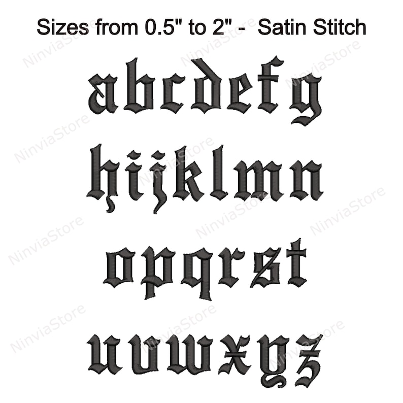 Gothic Embroidery Font Alphabet PES Font for Embroidery - Etsy