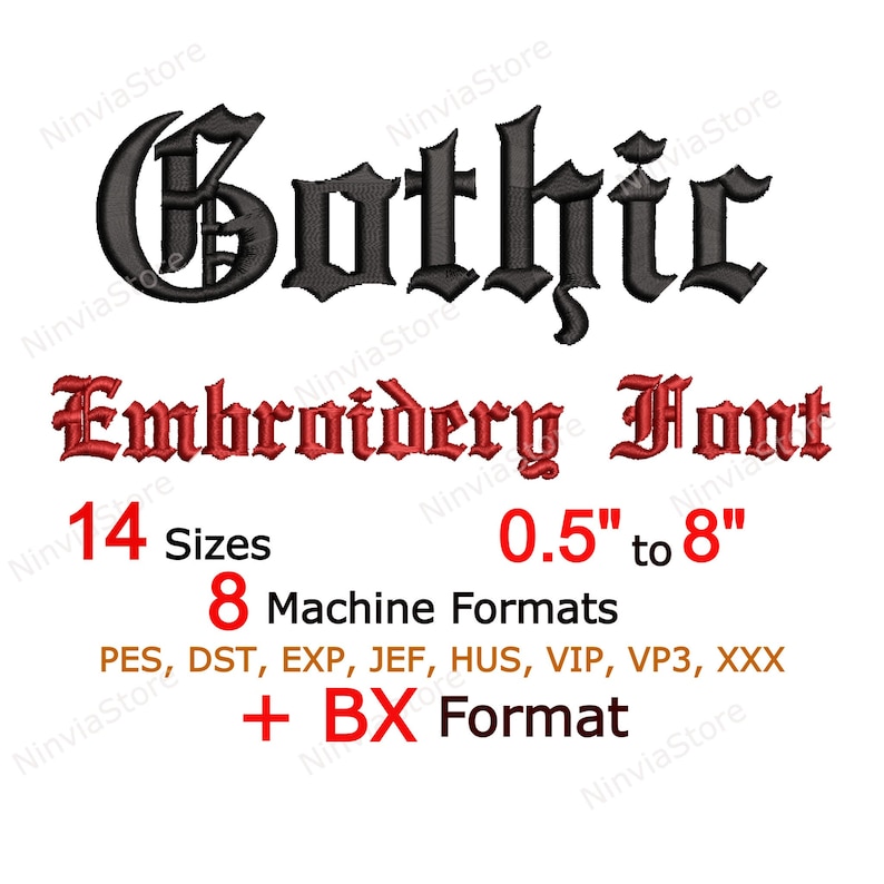 Gothic Embroidery Font Alphabet PES Font for Embroidery - Etsy
