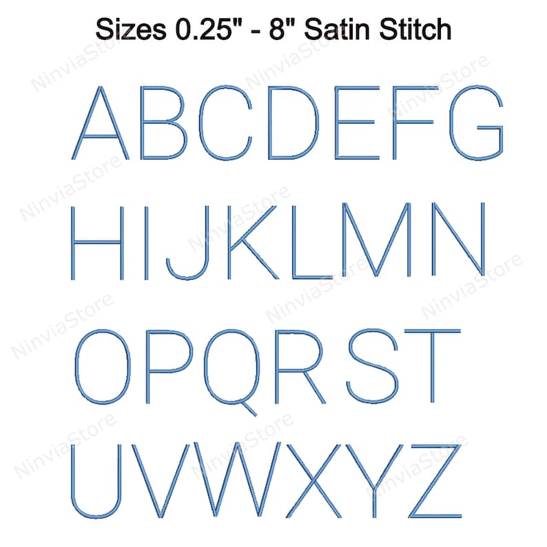 Thin Block Embroidery Font Block BX Font Monogram Alphabet - Etsy