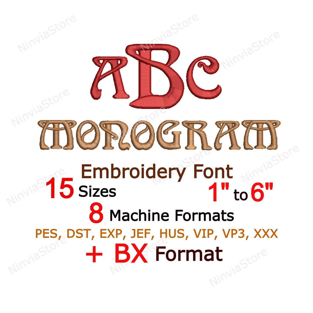 Monogram Machine Embroidery Font, BX Font for Embroidery, PES Monogram ...