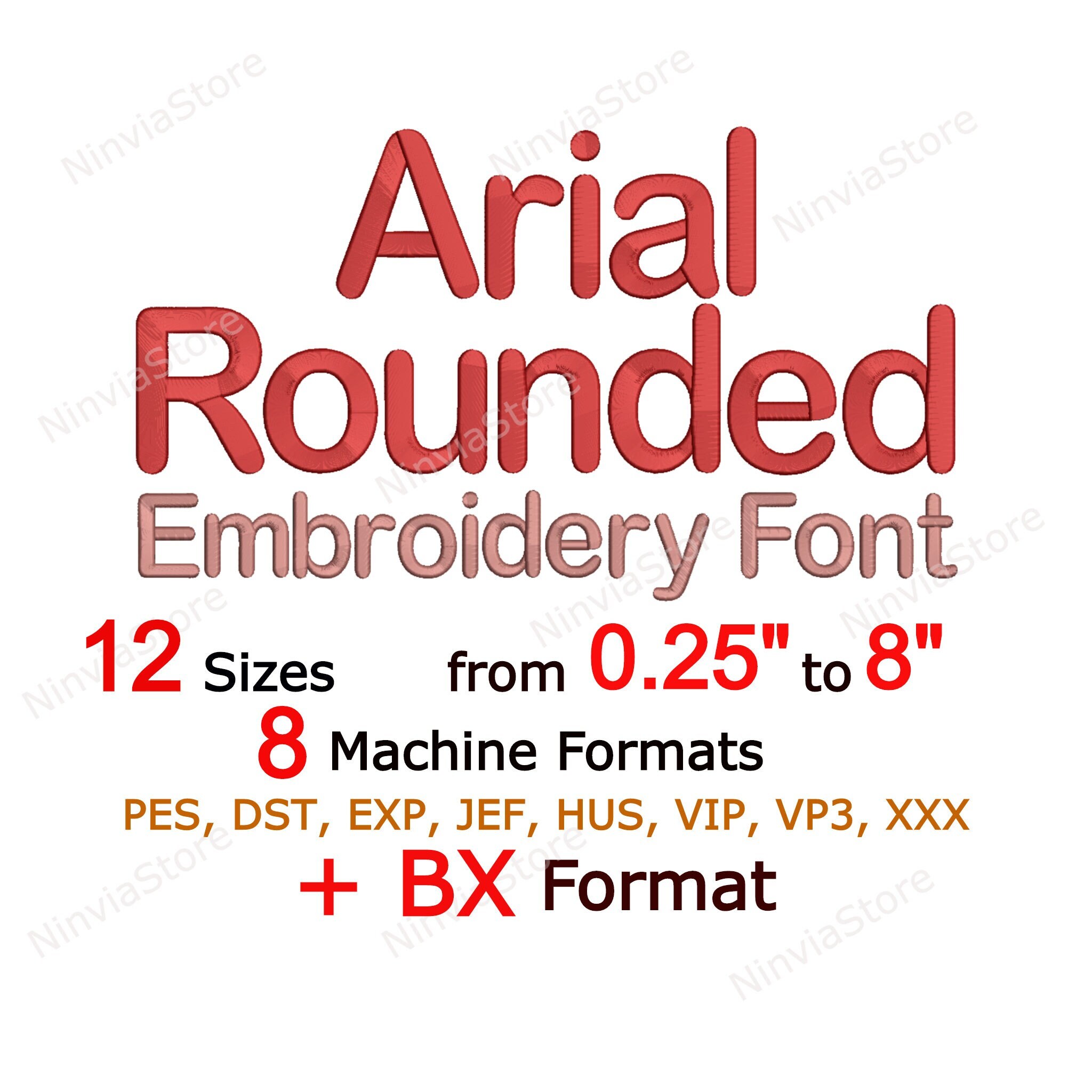 Arial Rounded Embroidery Font PES Font for Embroidery Pe | Etsy