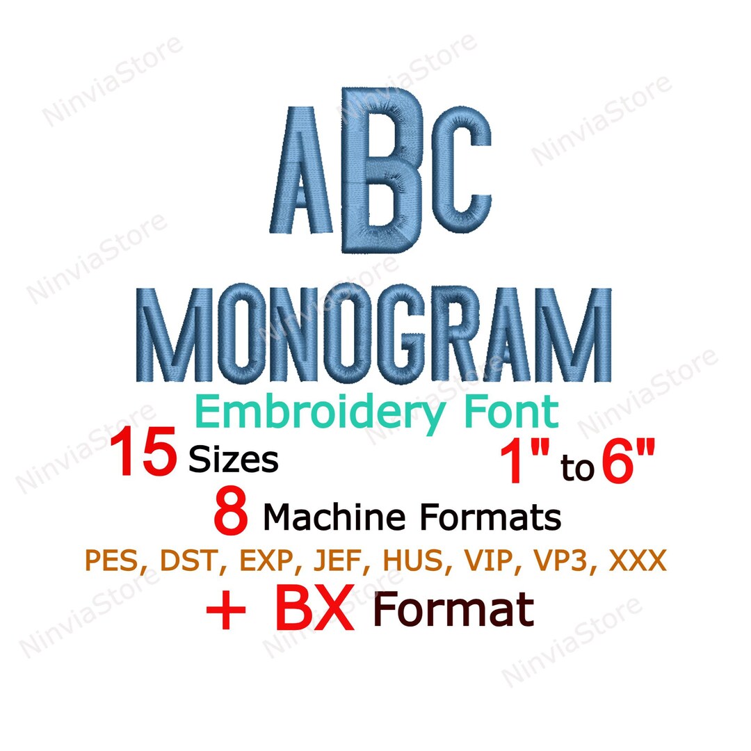 Block Monogram Embroidery Font, BX Font, Monogram Alphabet Machine ...