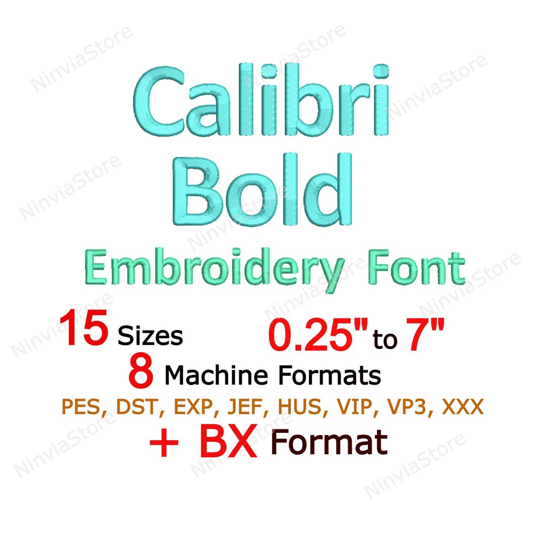 Calibri Bold Embroidery Font, Machine Embroidery Design, Monogram BX ...