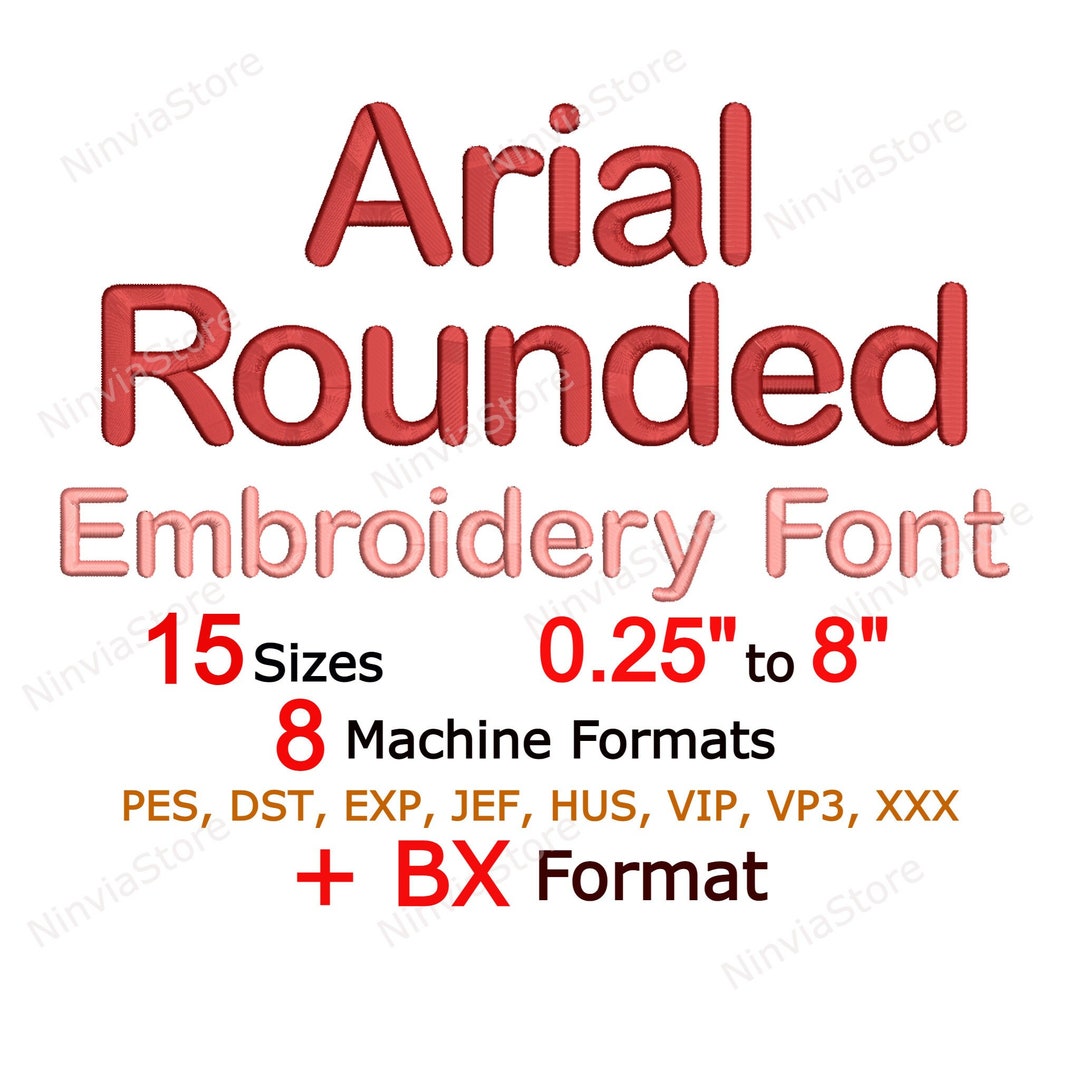 Arial Rounded Embroidery Font, PES Font for Embroidery, Pe Embroidery ...