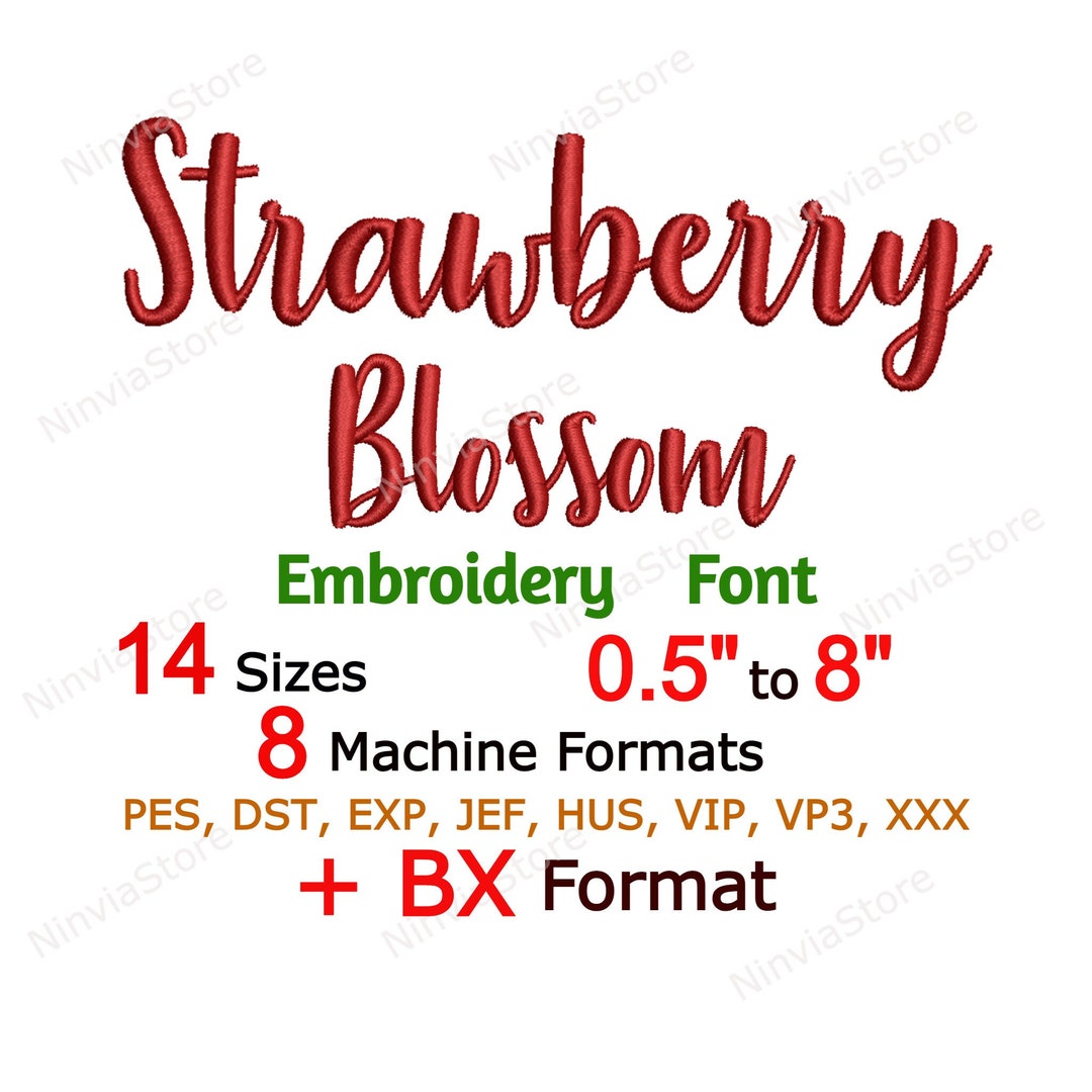 Strawberry Script Embroidery Font BX Font for Embroidery, PES ...