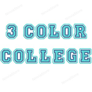 3 Color College Embroidery Font Pe Font for Embroidery BX - Etsy