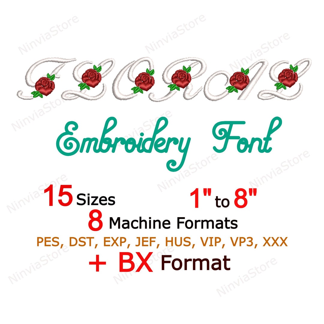 Floral Embroidery Font BX, Rose Alphabet Font for Embroidery, Floral ...