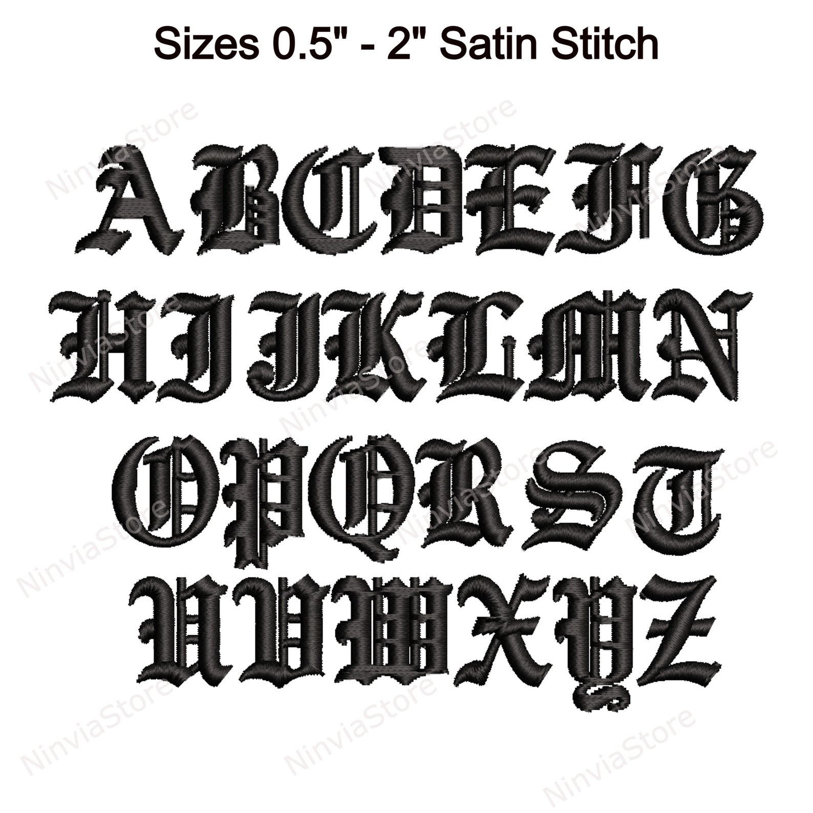 Gothic Embroidery Font Alphabet PES Font for Embroidery - Etsy