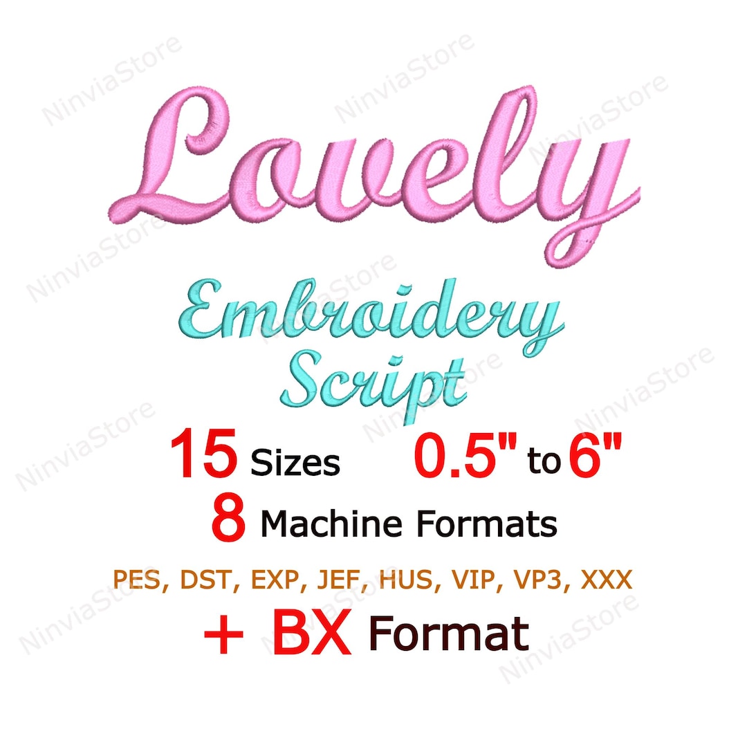 Lovely Script Embroidery Font - Cursive Monogram Machine Embroidery ...