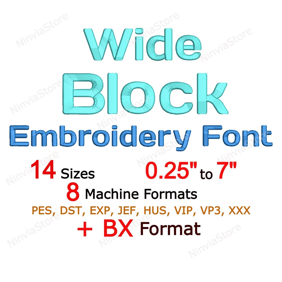 Wide Block Embroidery Font, Block BX Font, Monogram Alphabet Machine ...