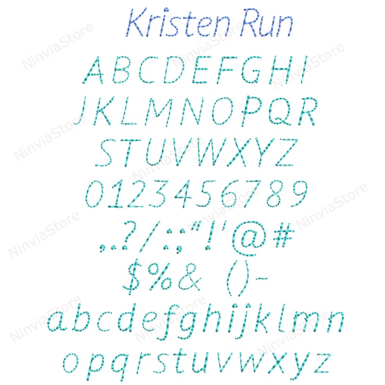 DST Embroidery Font Bundle, Run Stitch Machine Embroidery Font ...