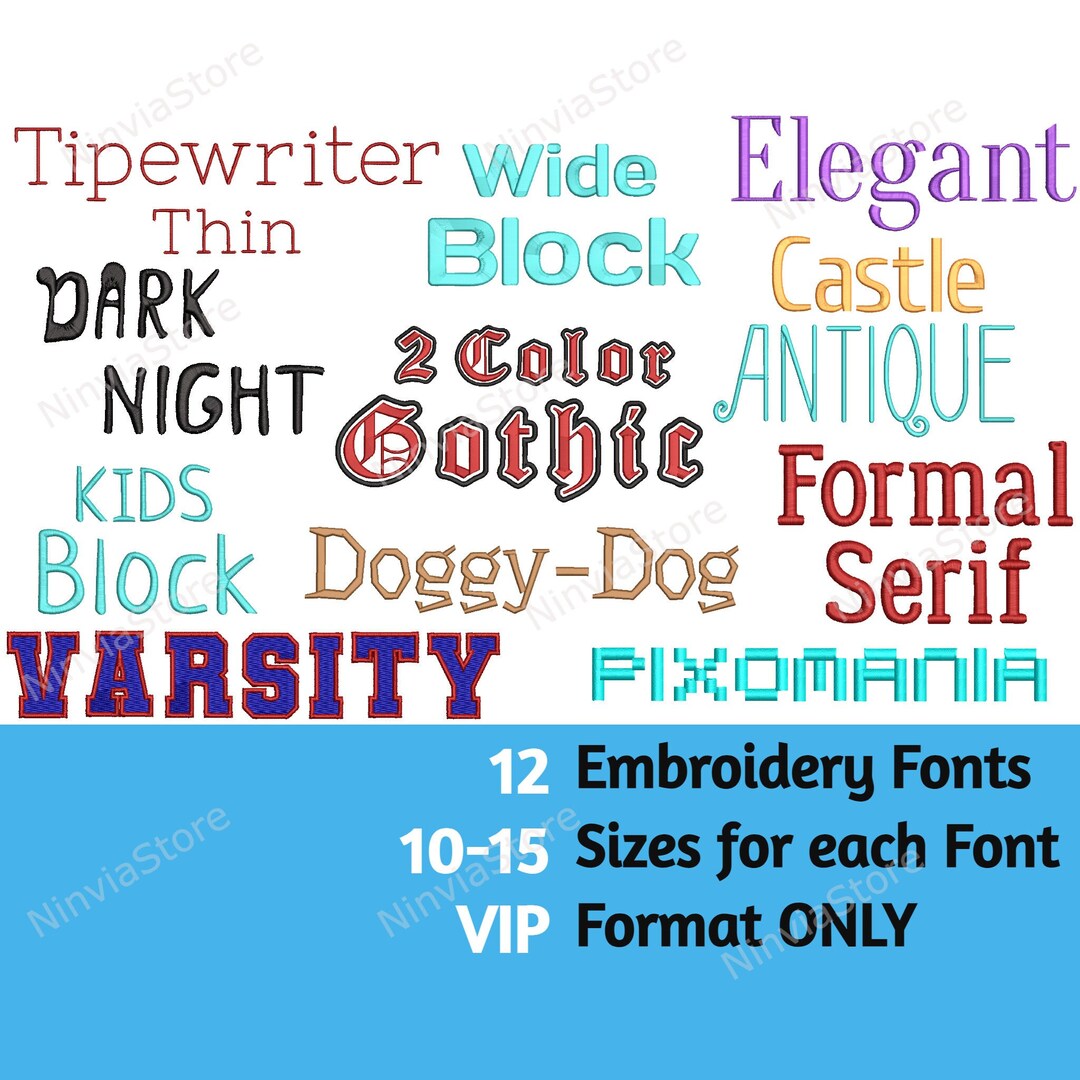 12 VIP Embroidery Font Bundle, VIP Font for Embroidery, Machine ...