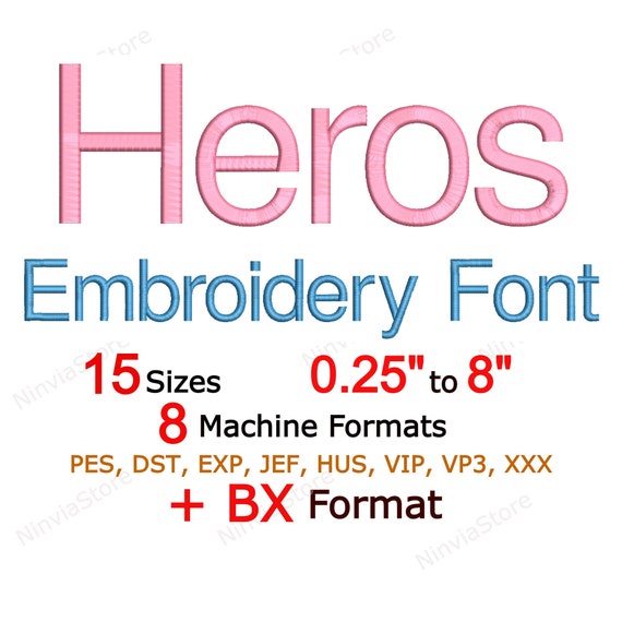 Heros Embroidery Font Alphabet PES Font for Embroidery - Etsy