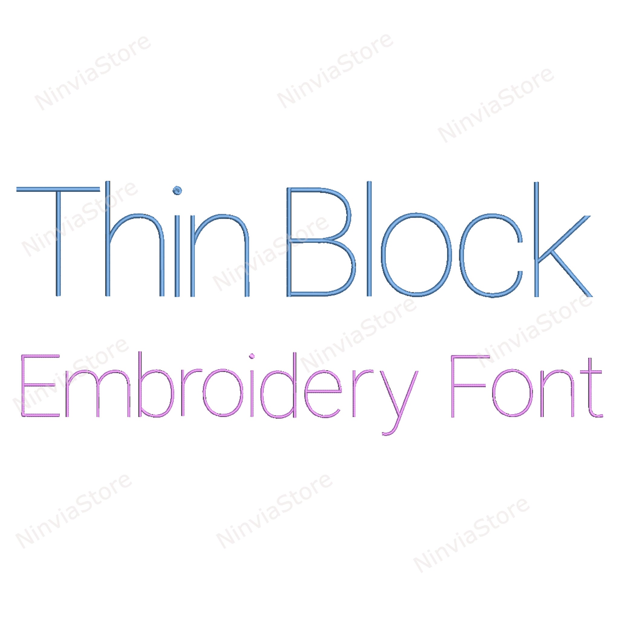Thin Block Embroidery Font Block BX Font Monogram Alphabet - Etsy
