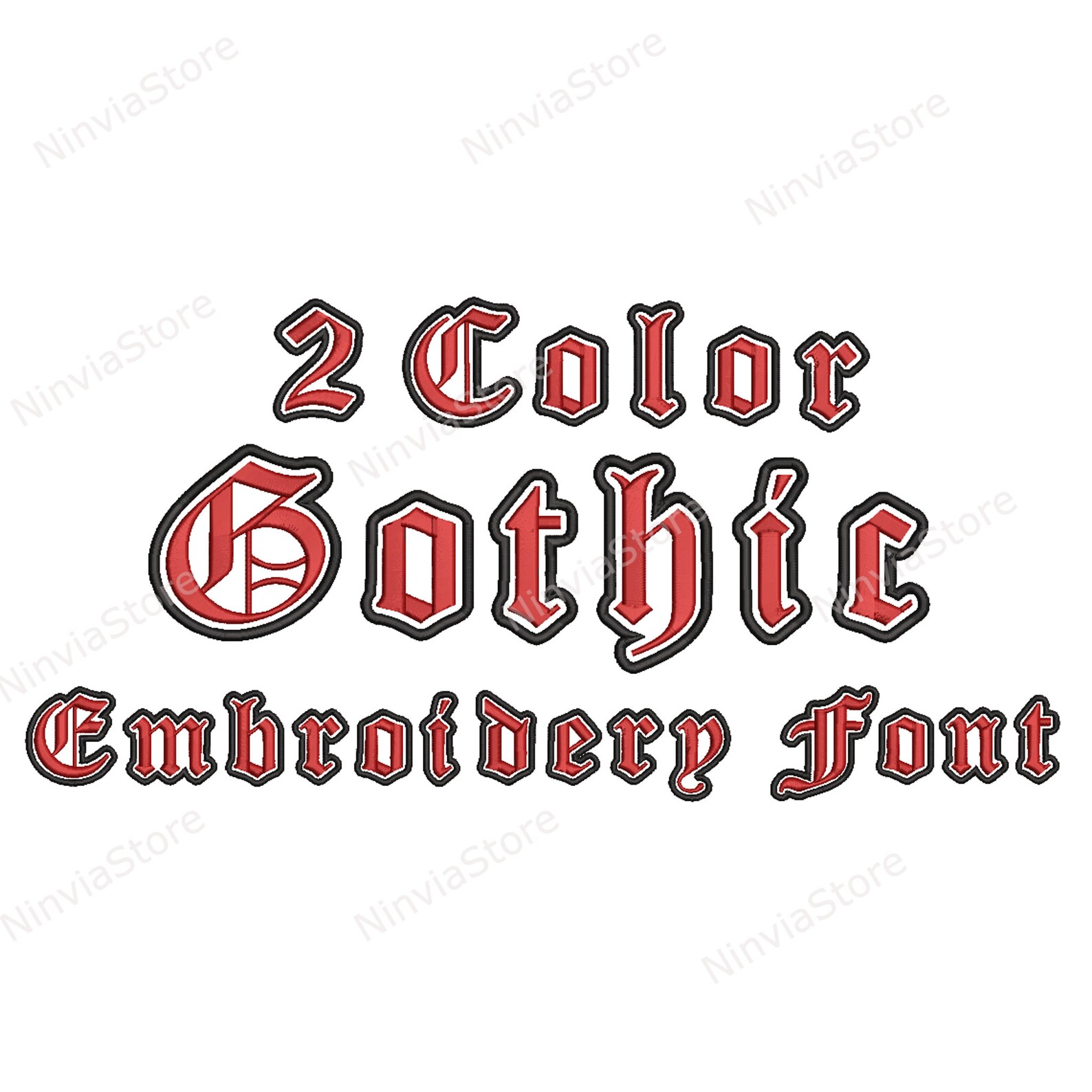2 Color Old English Embroidery Font Alphabet PES Font for - Etsy