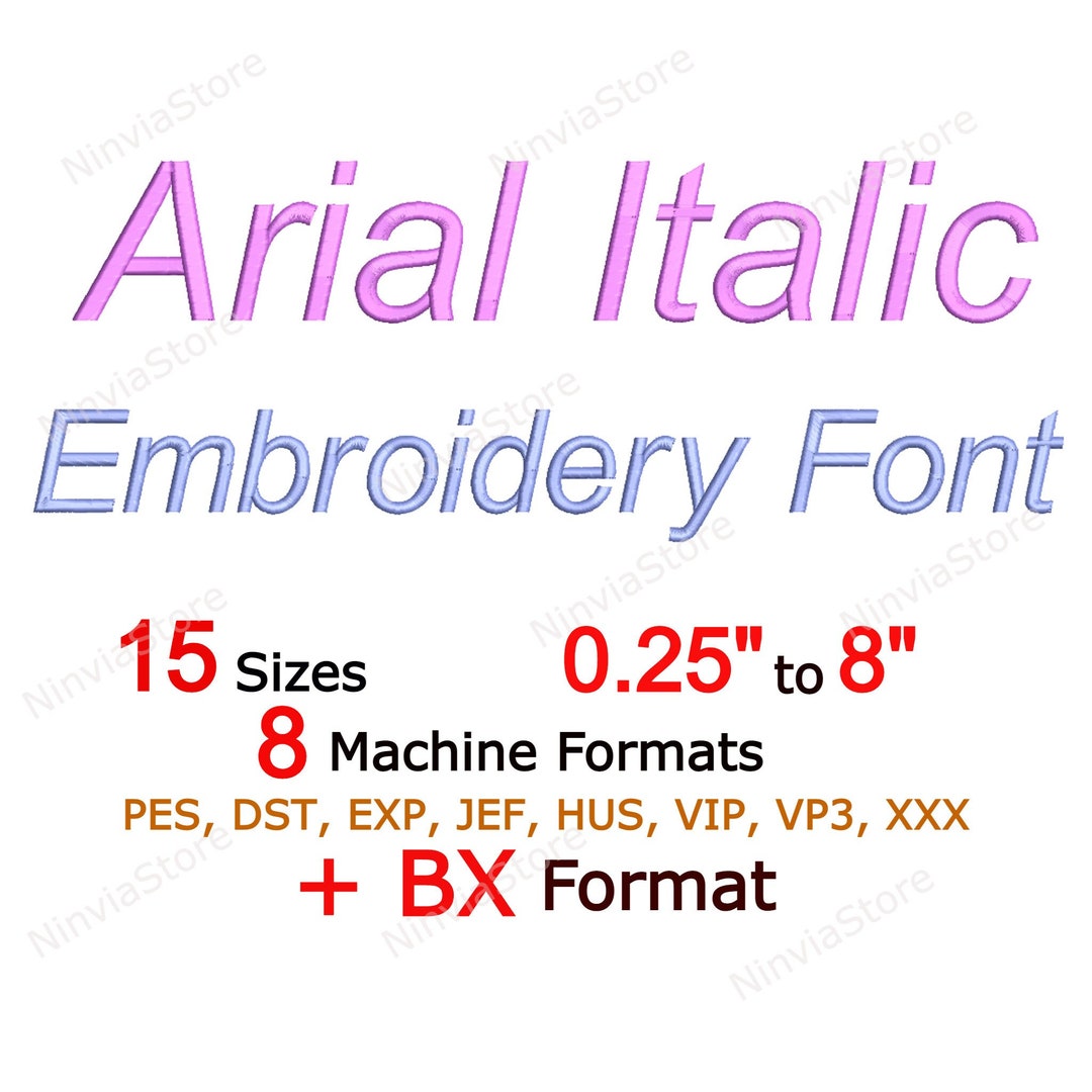 Arial Italic Embroidery Font, Pe Font for Embroidery, Arial BX Font ...