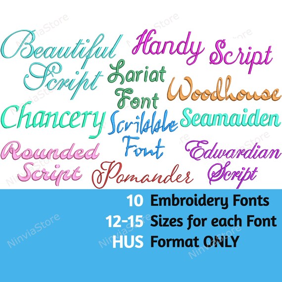 HUS Embroidery Font Bundle Calligraphy Font for Embroidery | Etsy