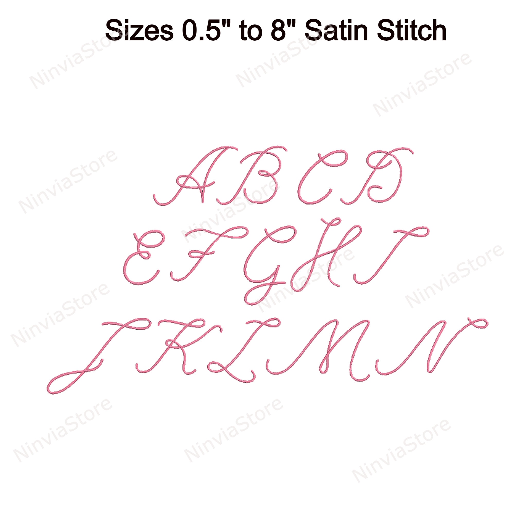Thin Script Embroidery Font, PES Monogram Font Script Font, Satin BX ...