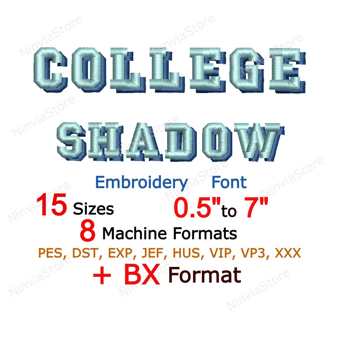 College Shadow Embroidery Font, Monogram BX Font, Machine Embroidery ...