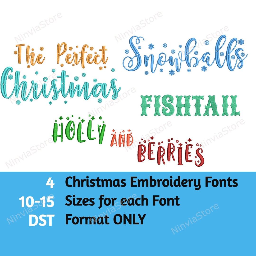 Christmas DST Embroidery Font Bundle, Holiday Font DST, Machine ...