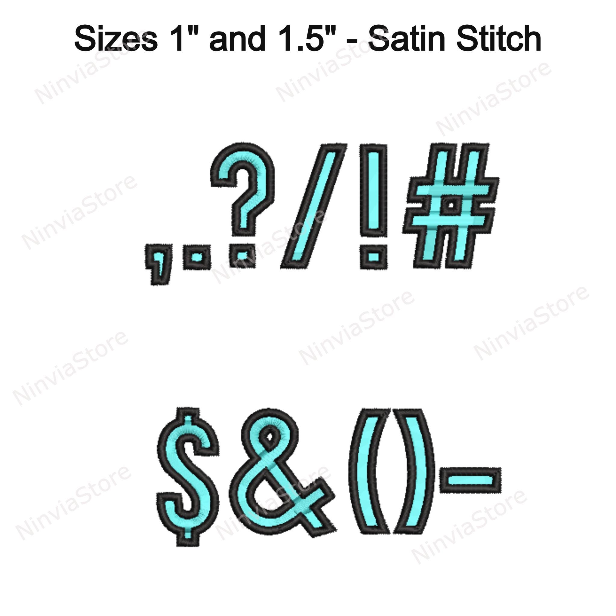 2 Color Narrow Block Embroidery Font, BX Font, Outline Border Block ...