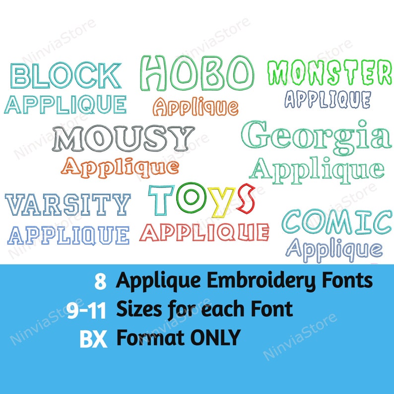 BX Applique Embroidery Fonts Bundle Machine Embroidery Font - Etsy