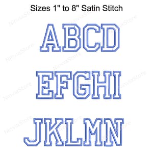 Athletic Outline Embroidery Font BX Font, Alphabet Machine Embroidery ...