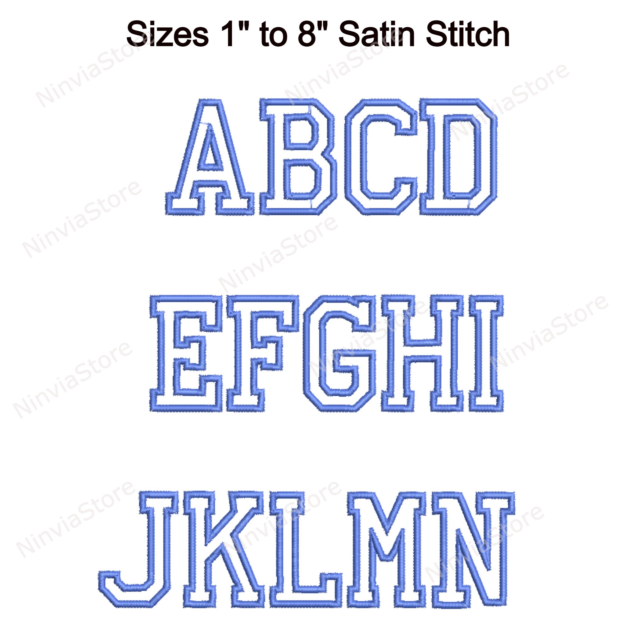 Athletic Outline Embroidery Font BX Font Alphabet Machine - Etsy Australia
