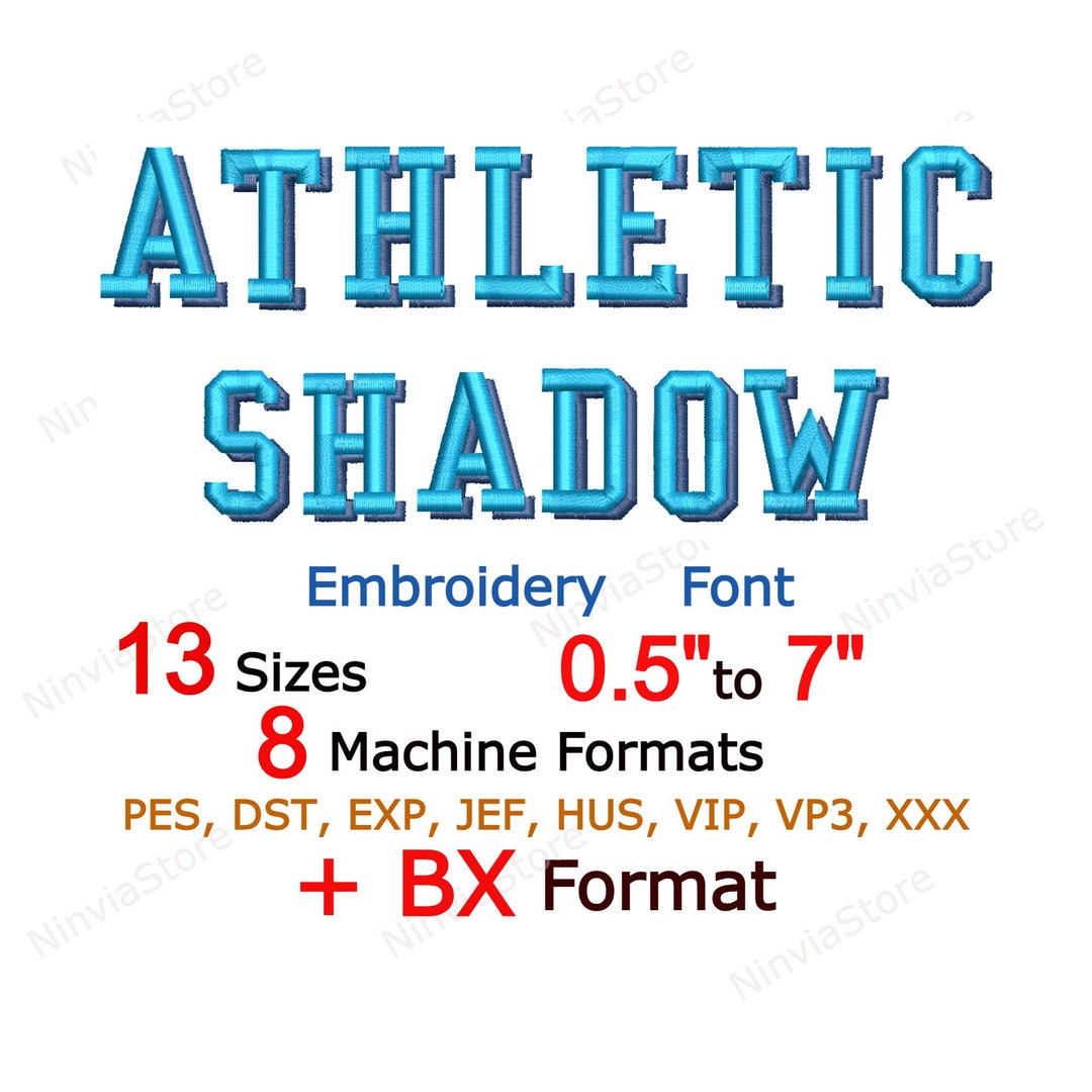 Athletic Shadow Embroidery Font, Monogram BX Font, Machine Embroidery ...