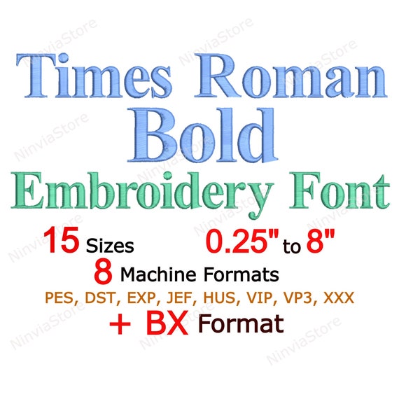 Times Roman Bold Embroidery Font Machine Embroidery Design - Etsy UK
