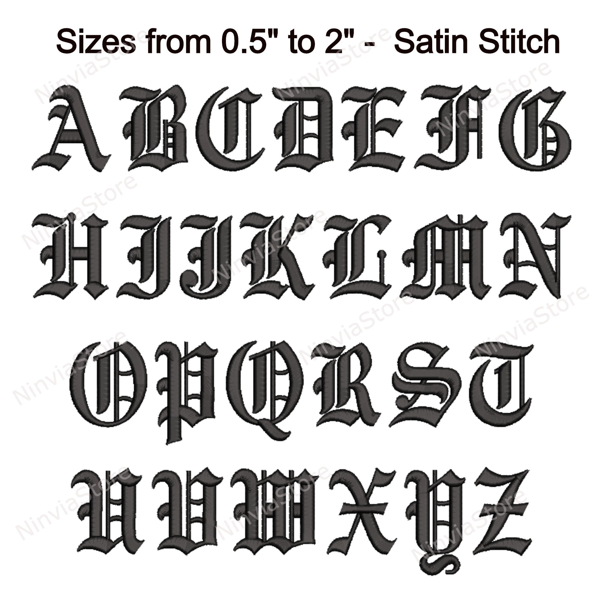 Gothic Embroidery Font Alphabet PES Font for Embroidery | Etsy Australia